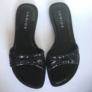 Janice | Shoes | Janice Black Open Toe Slip On Slides Sandals New ...